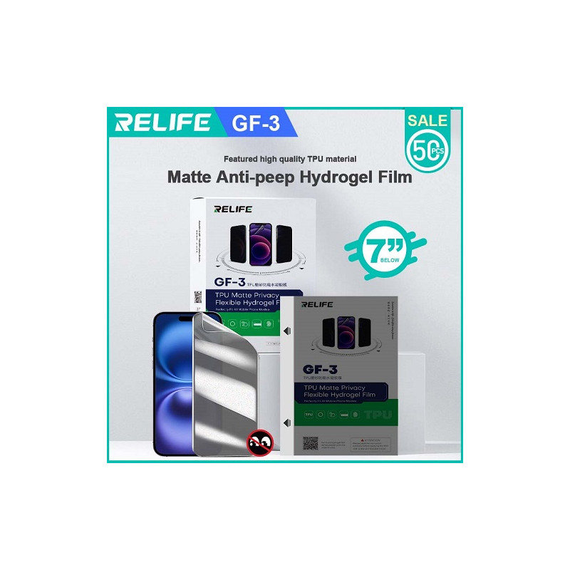 RELIFE GF-3 HD PELLICOLA IDROGEL HYDROGEL FILM PRIVACY OPACA CONF. 50PZ